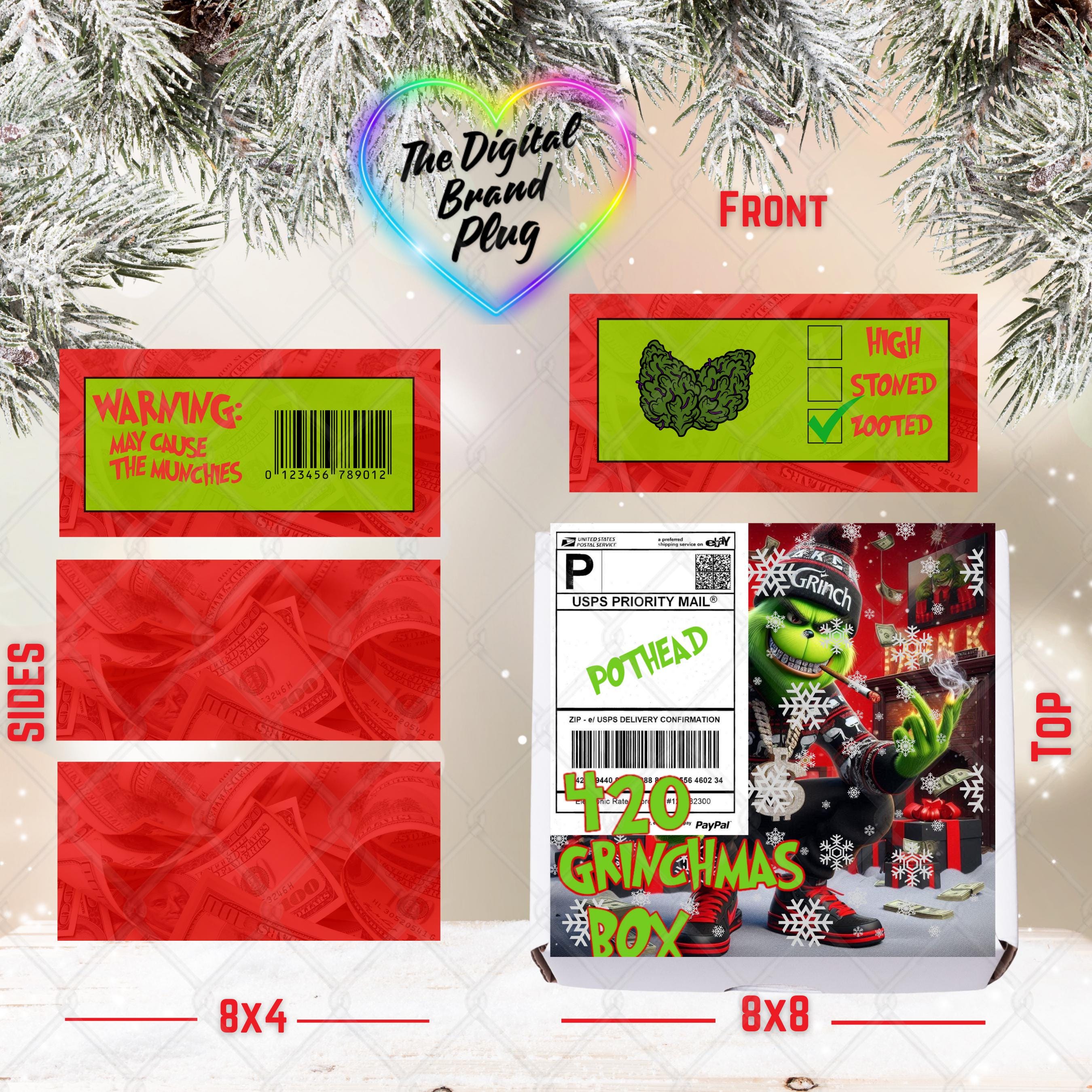 Grinchmas Box Template, 420 Friendly Personalize Gift, Editable ...