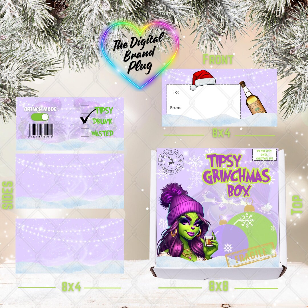 Grinchmas Box Template, Girls Night Personalize Gift, Editable Template ...