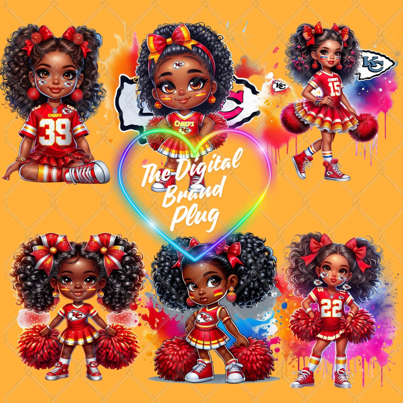 Chiefs Fan Girl, Chibi Clipart,digital Download, Sublimation,chibi Girl ...