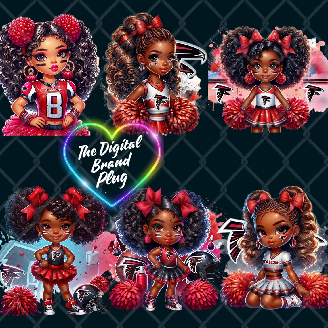 Falcons Fan Girl, Chibi Clipart,digital Download, Sublimation,chibi ...