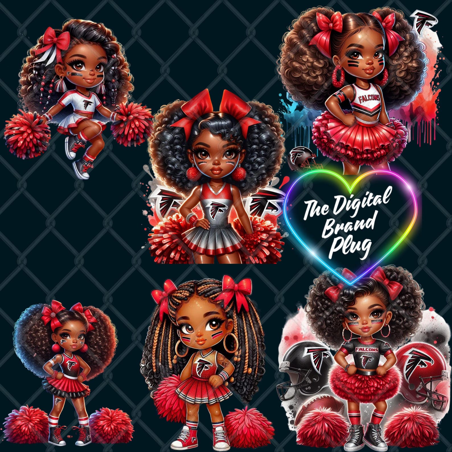 Falcons Fan Girl, Chibi Clipart,digital Download, Sublimation,chibi ...
