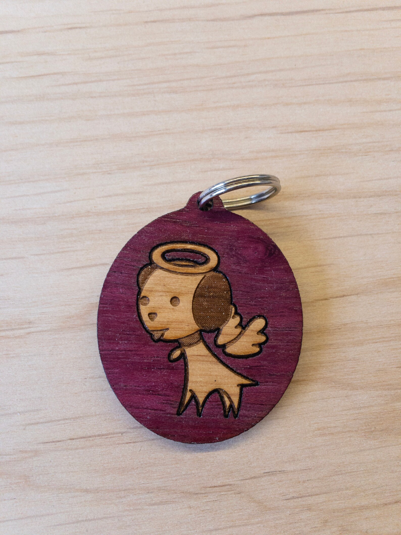 Wood Angel Dog Keychain/charm - Etsy