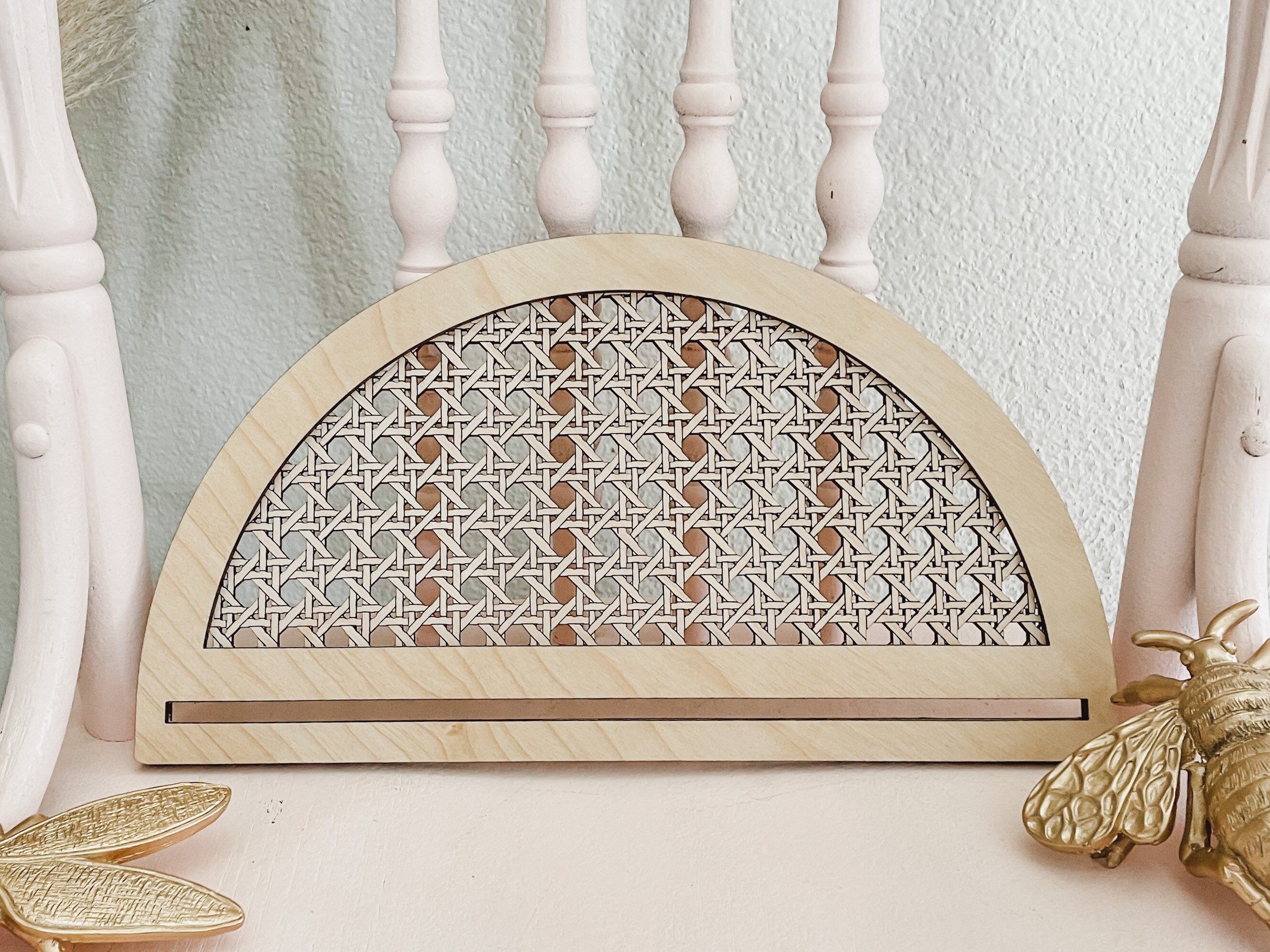 Cane Webbing Pattern Half Moon Wood Rattan Pattern Boho Wall - Etsy