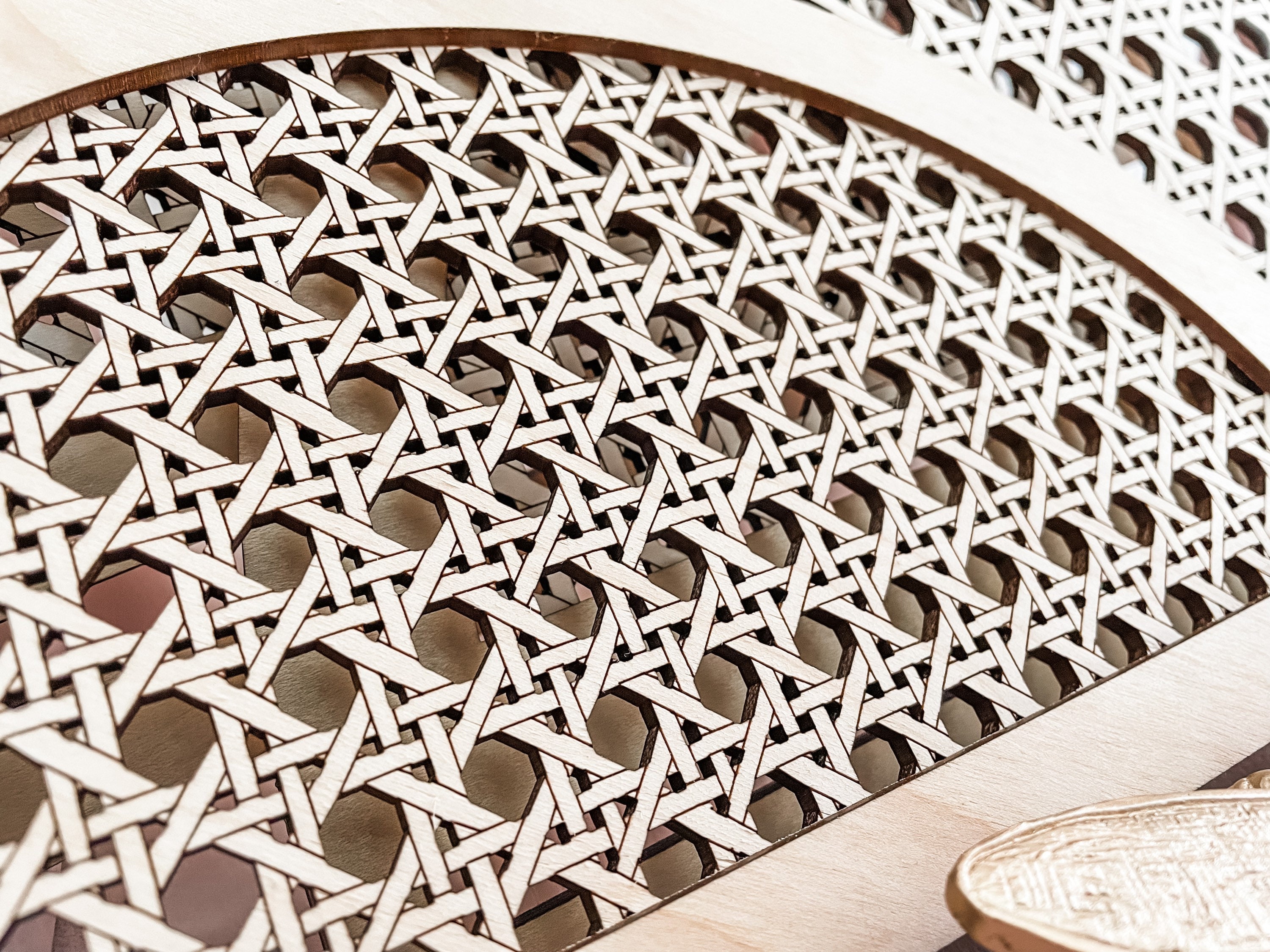 Cane Webbing Pattern Half Moon Wood Rattan Pattern Boho Wall - Etsy