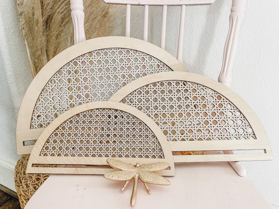 Cane Webbing Pattern Half Moon Wood Rattan Pattern Boho Wall - Etsy