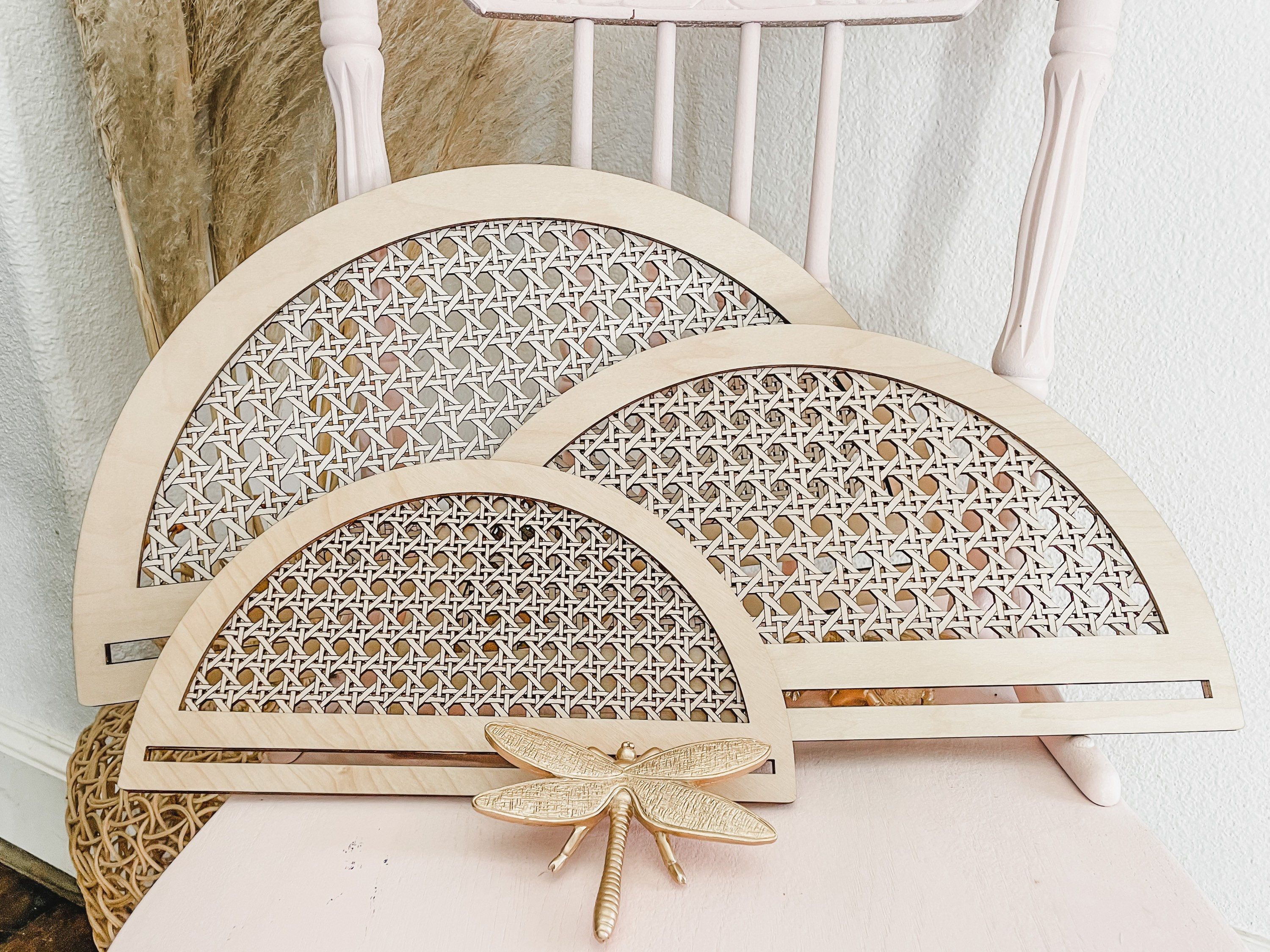 Cane Webbing Pattern Half Moon Wood Rattan Pattern Boho Wall - Etsy