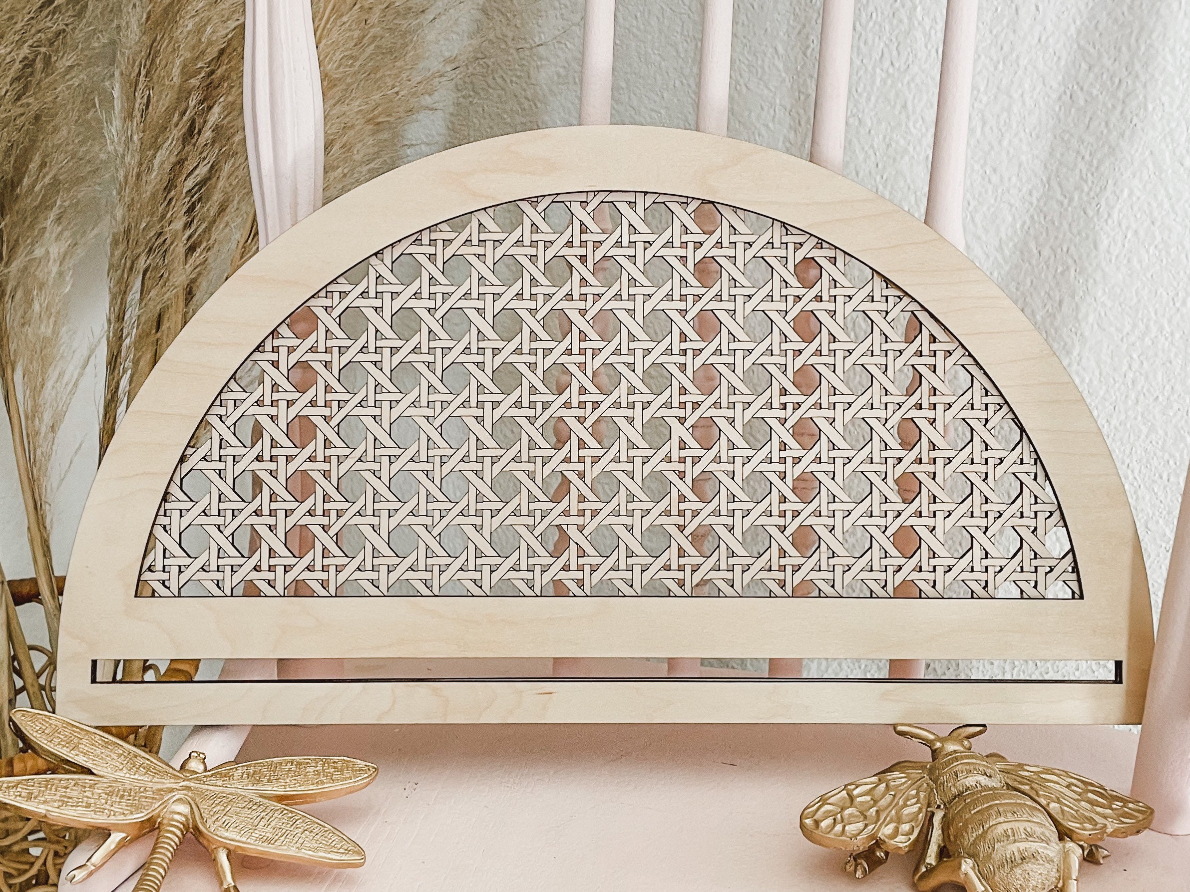 Cane Webbing Pattern Half Moon Wood Rattan Pattern Boho Wall - Etsy