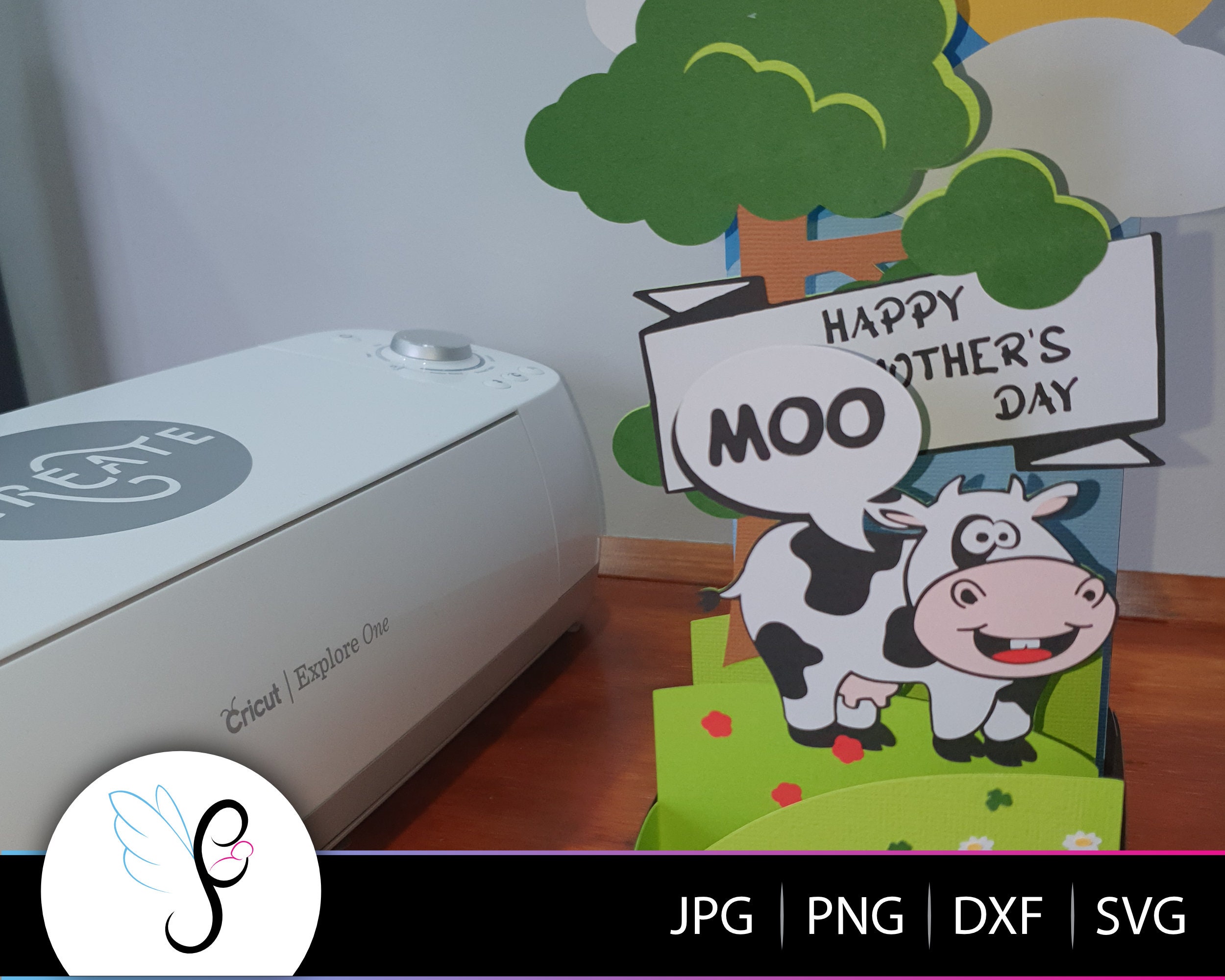 Mothers Day 3D Box Card SVG - Moothers Day Cow SVG - Etsy