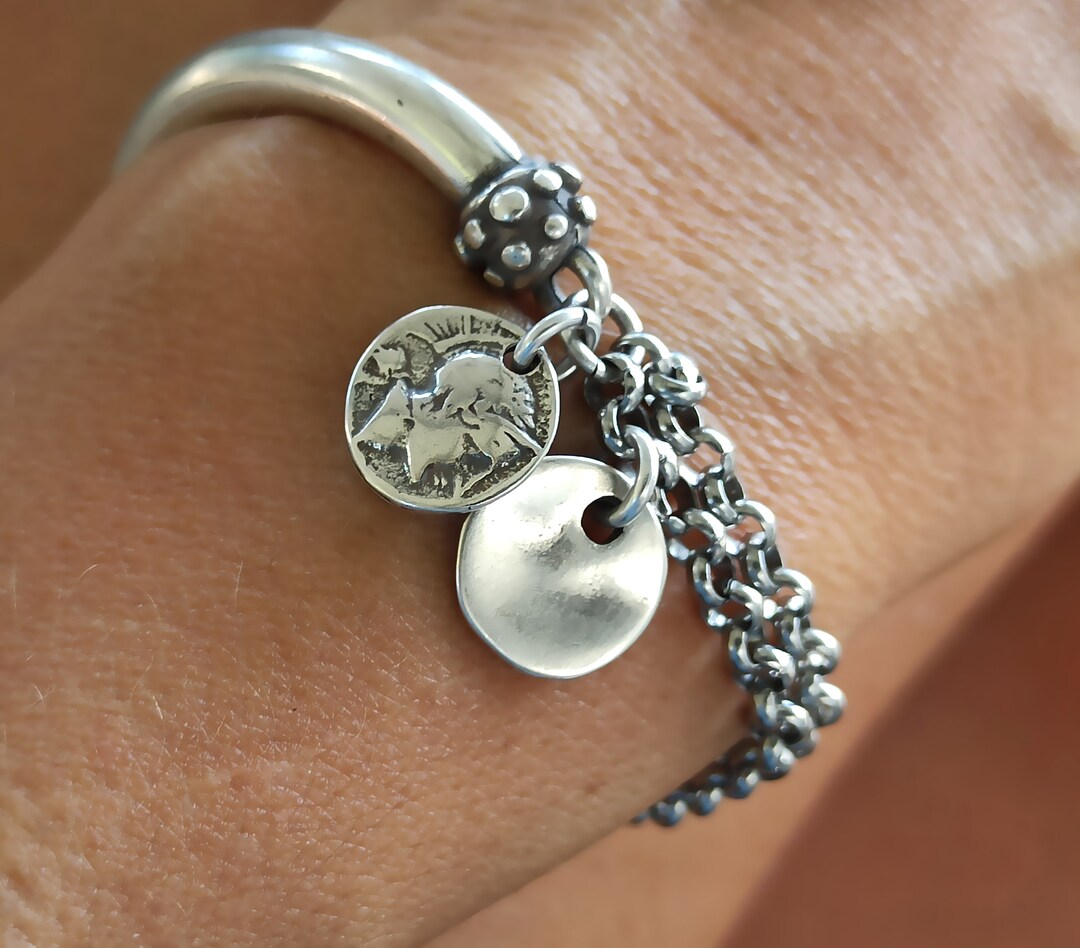 Antique Coin Silver Bracelet, Coin Chain Bracelet, Coin Pendant ...