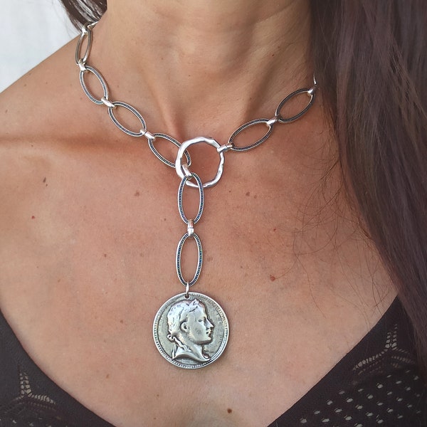 Silver Coin Necklace - Etsy