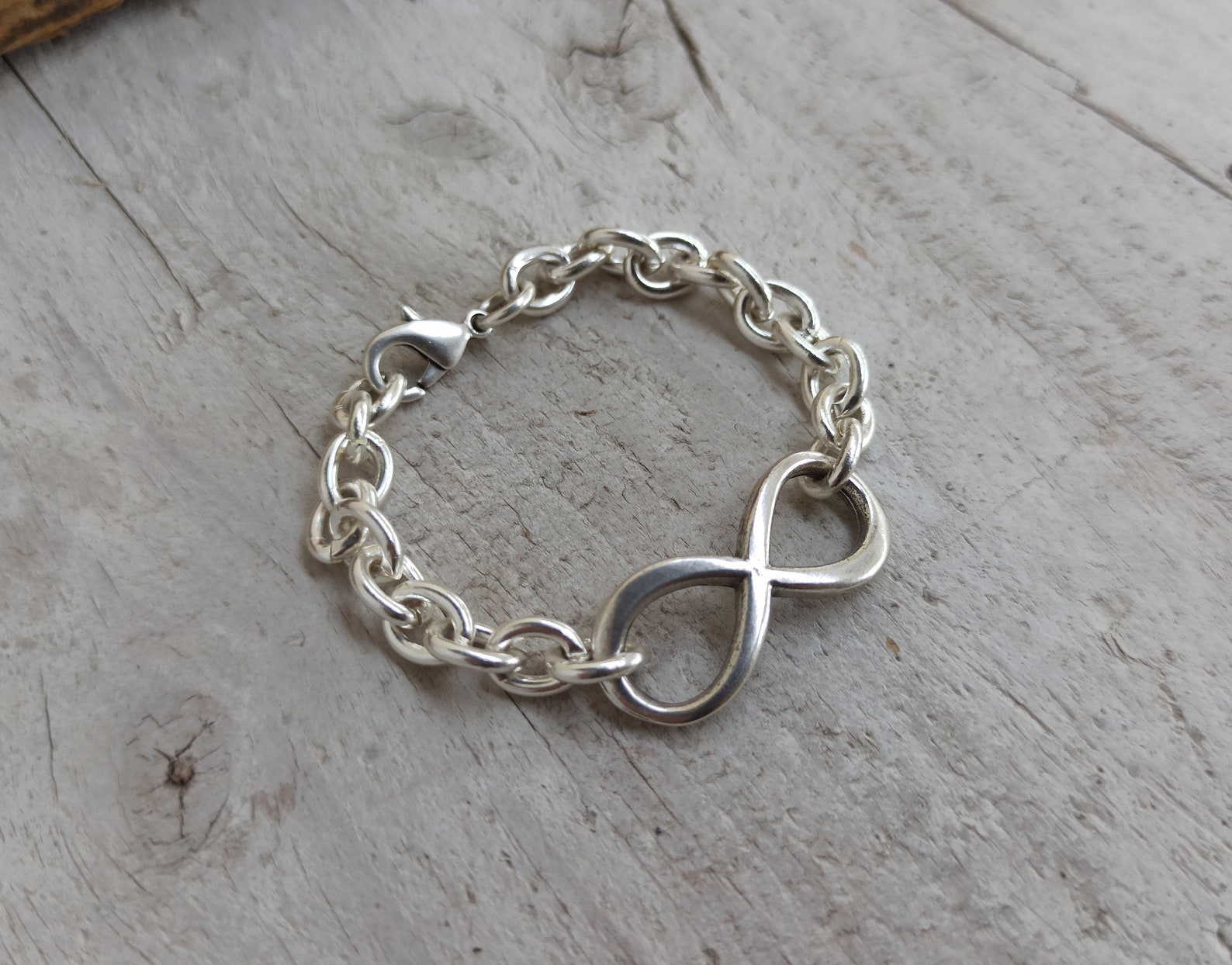 Silver Chunky Bracelet, Infinity Chain Bracelet - Etsy