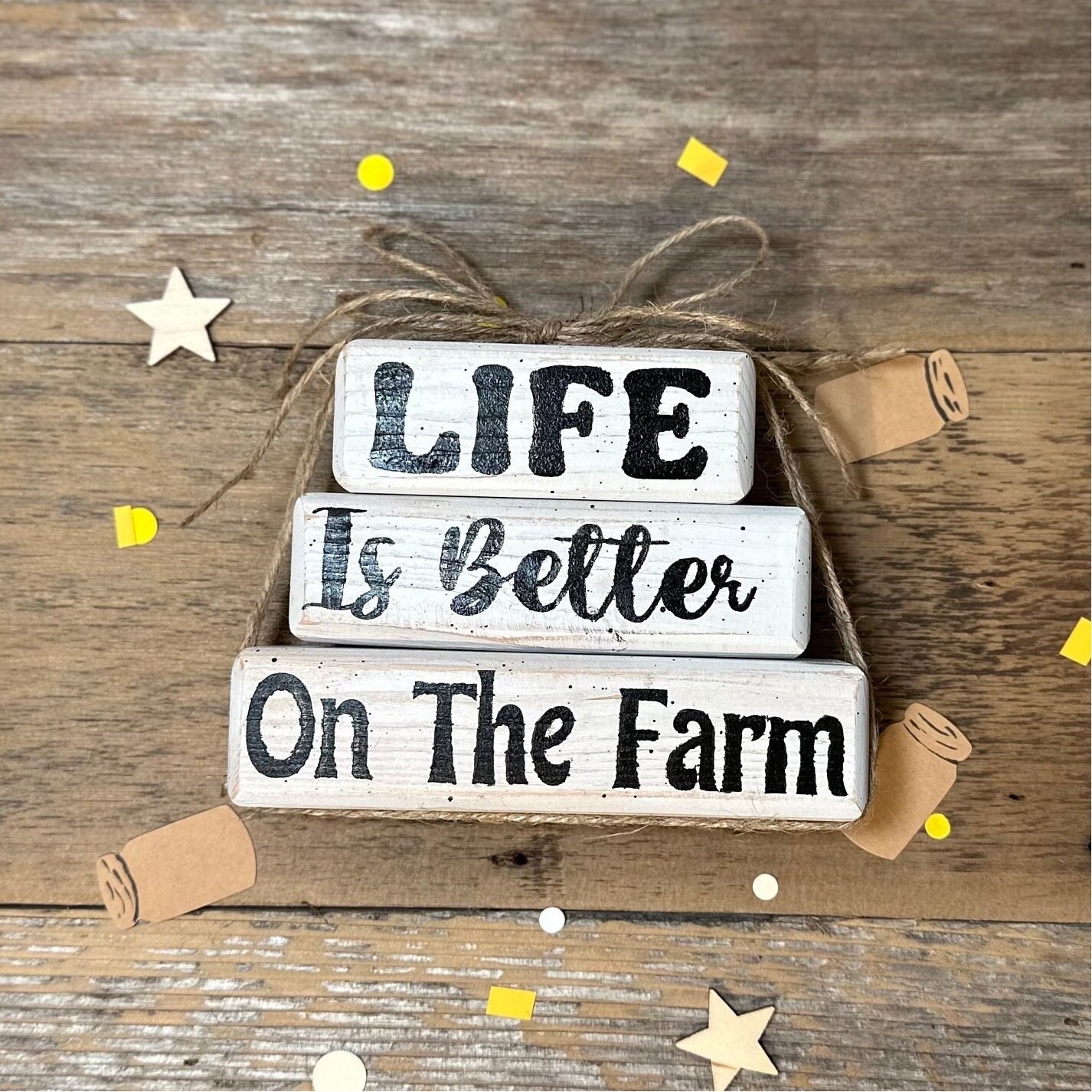 Life is Better on the Farm Stack of 3 Wooden Blocks, Handmade ...