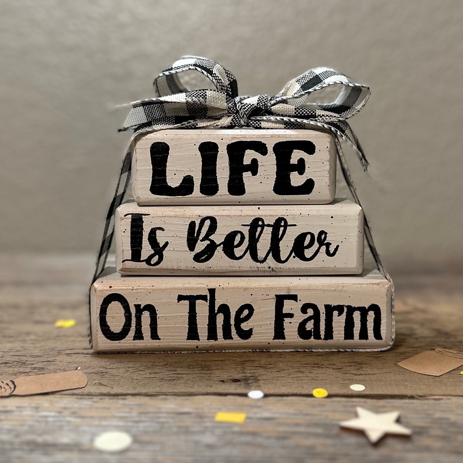 Life is Better on the Farm Stack of 3 Wooden Blocks, Handmade ...