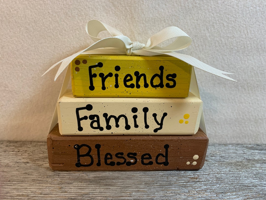 Wooden "friends-family-blessings" Stacked Blocks - Etsy