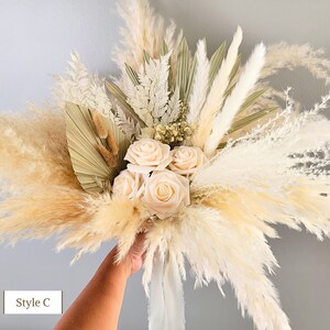 Rose Pink Boho Wedding Bouquet Fall Wedding Bouquet Bridesmaid Bouquet ...