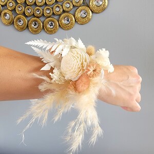 Cream Rose Wrist Corsage for Bridesmaid, Mom Wedding Flower Bracelet ...