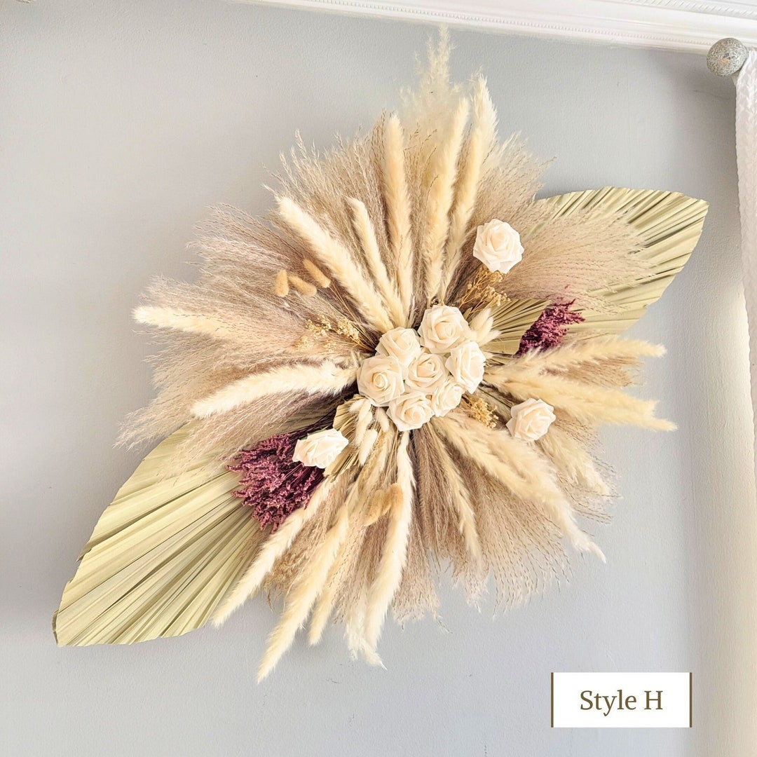 Dried Flower Arrangement Welcome Sign Flower Decor Beige White Roses ...