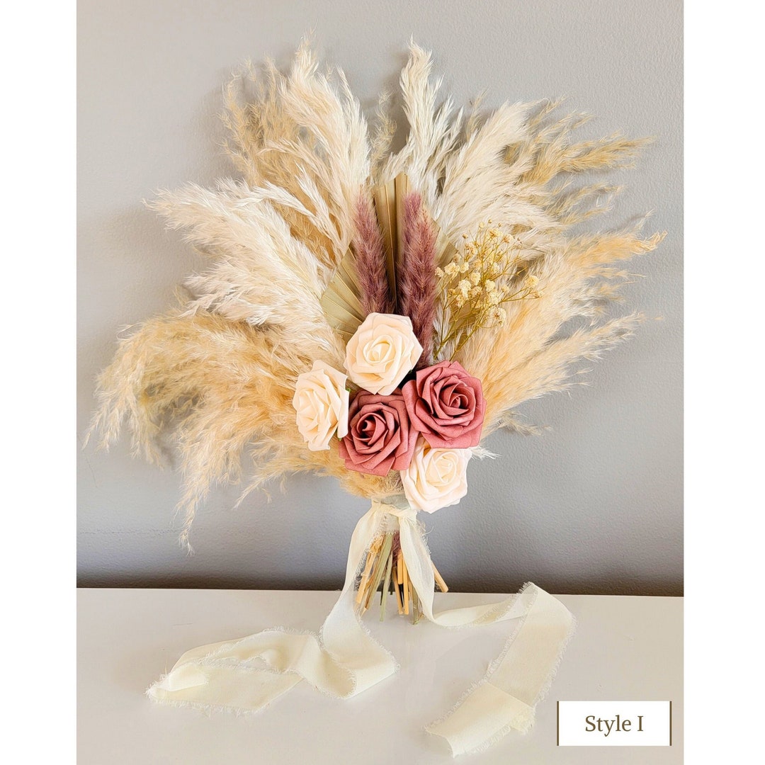 Rose Pink Boho Wedding Bouquet Fall Wedding Bouquet Bridesmaid Bouquet ...