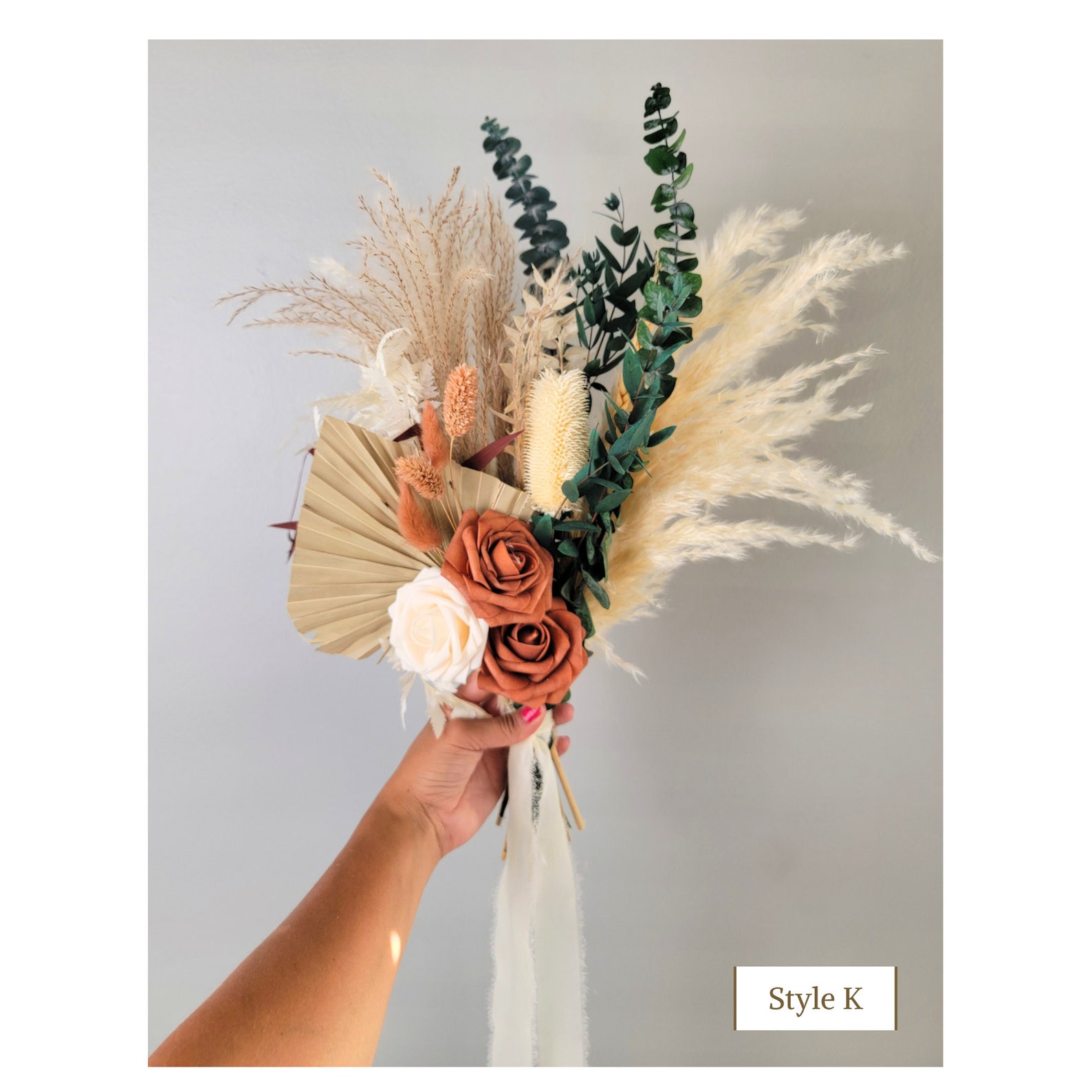 Soft Pink Pastel Rose Boho Wedding Bouquet Boho Bridal Bouquet Dried ...