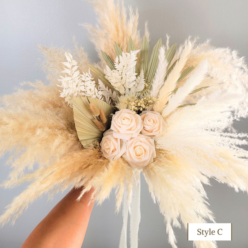Soft Pink Pastel Rose Boho Wedding Bouquet Boho Bridal Bouquet Dried ...