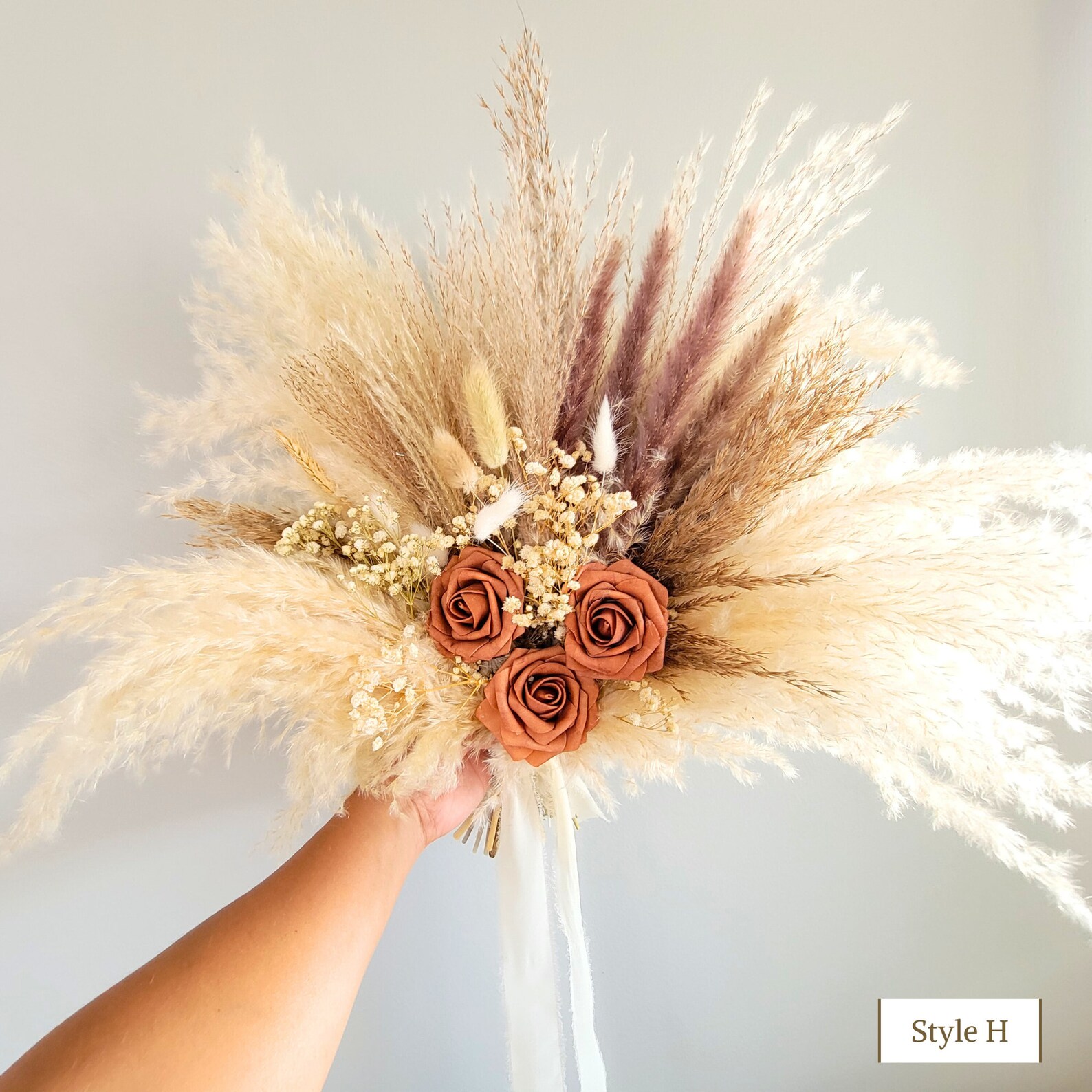 Soft Pink Pastel Rose Boho Wedding Bouquet Boho Bridal Bouquet Dried ...