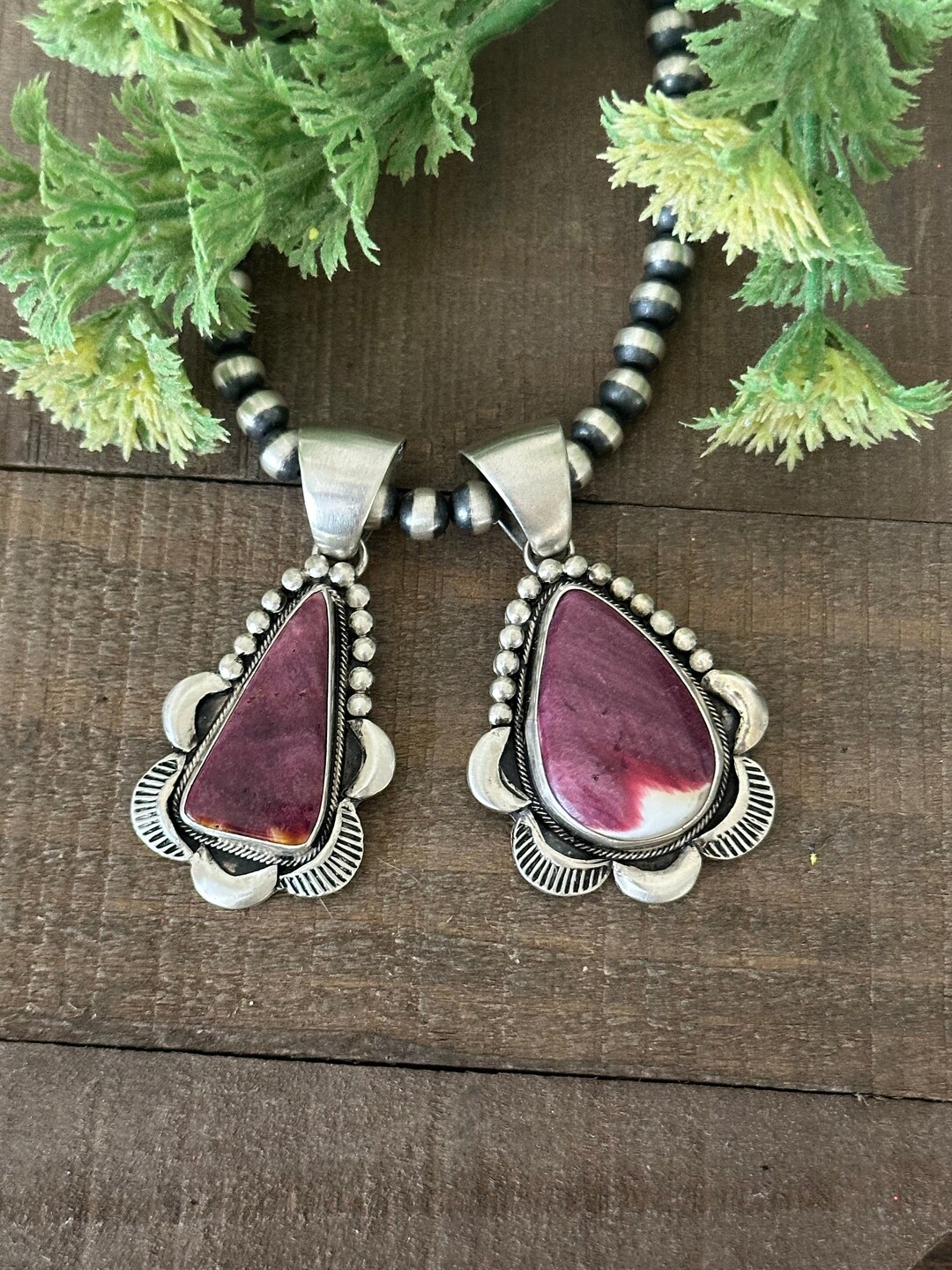 Navajo Made Purple Spiny Oyster & Sterling Silver Pendant - Etsy