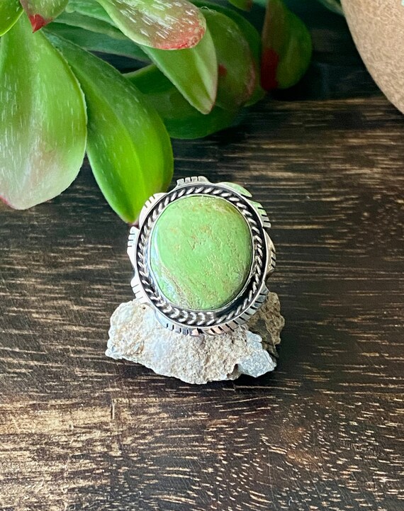 Navajo Made Australian Gaspeite & Sterling Silver Ring Size - Etsy