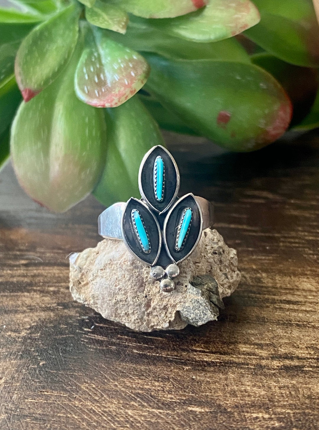 Zuni Made Turquoise & Sterling Silver Needlepoint Rings - Etsy