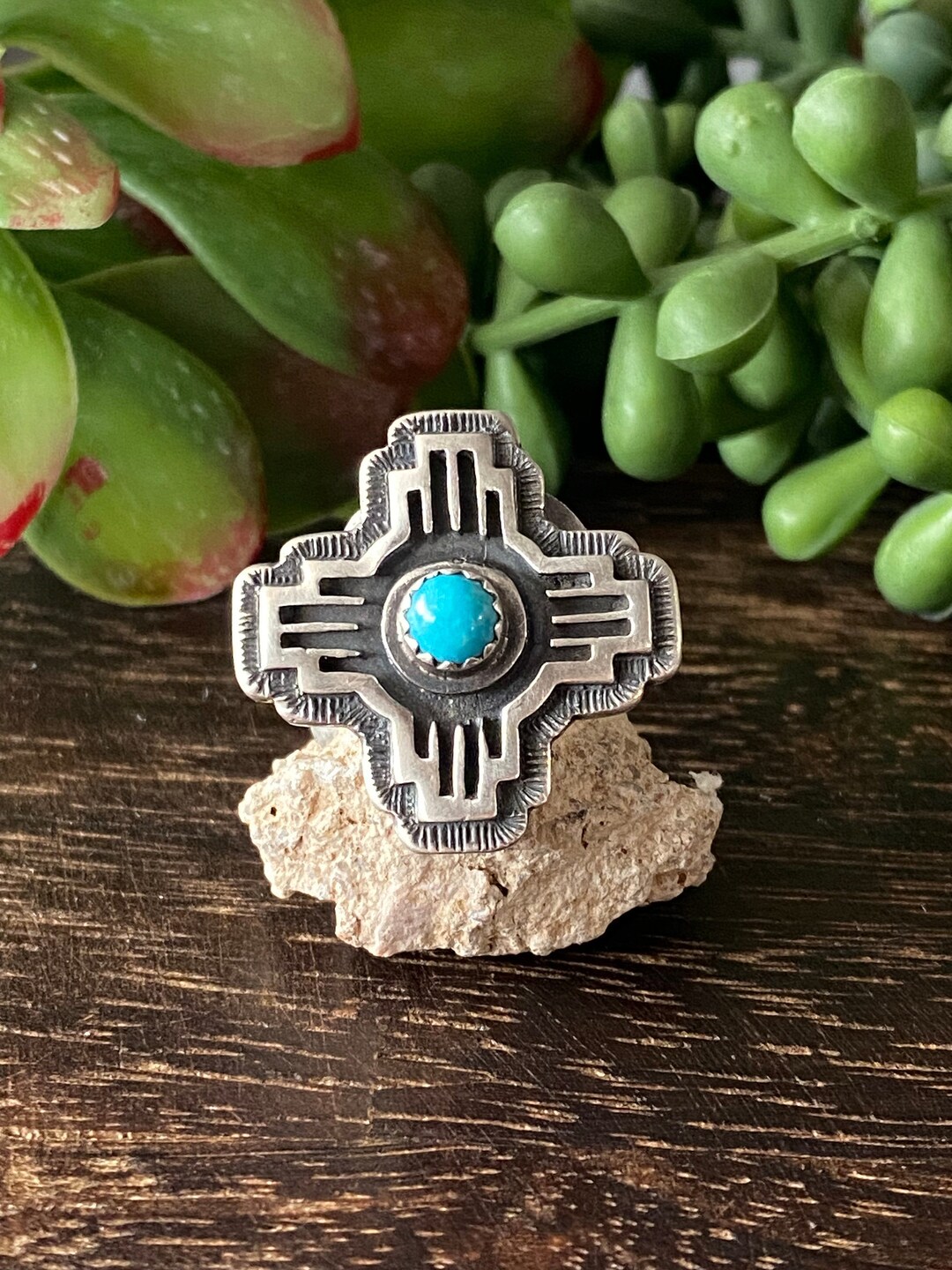 Navajo Made Kingman Turquoise & Sterling Silver Zia Rings - Etsy