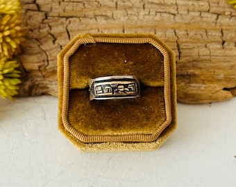 Navajo Handmade Storyteller Sterling Silver Ring Size 9.5 Spinner - Etsy