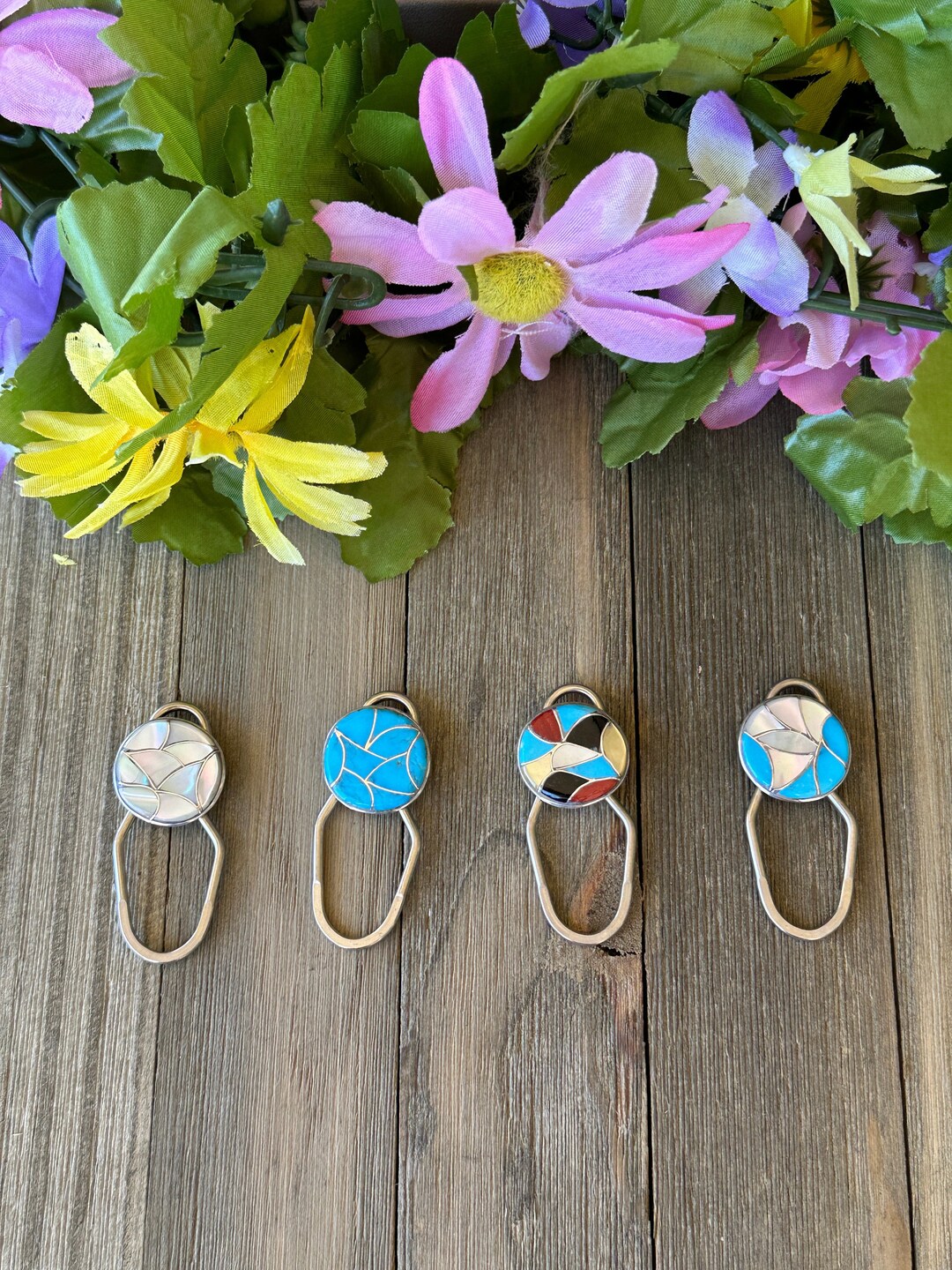 Zuni Made Inlay & Sterling Silver Keychain - Etsy