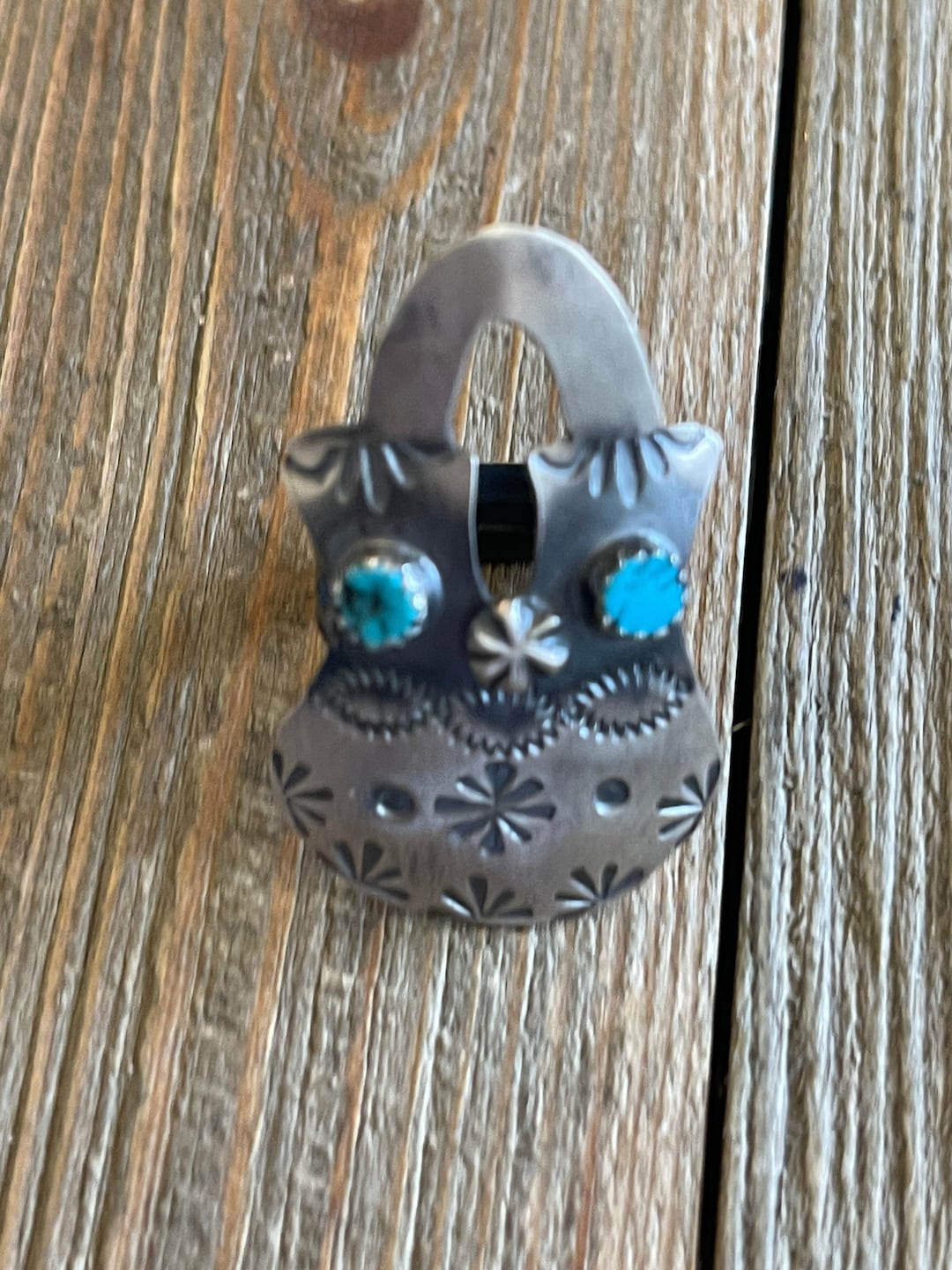 Tim Yazzie Kingman Turquoise & Sterling Silver Vase Ring Size 8 - Etsy