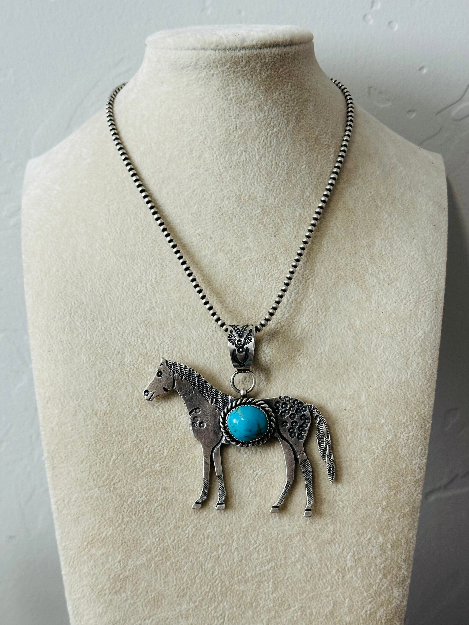 Kindale Billah Kingman Turquoise & Sterling Silver Horse Pendant - Etsy