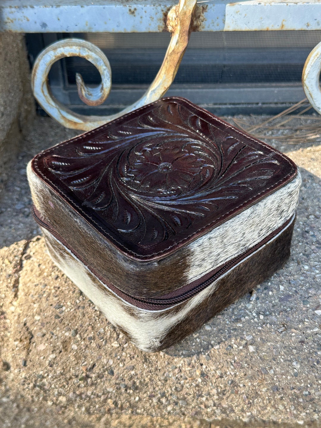 Genuine Tooled Leather Cowhide Jewelry Box - Etsy