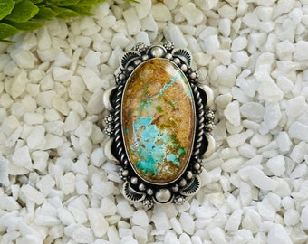 Navajo Ronald Tom Signed Big Sterling Silver and Turquoise Sandcast ...