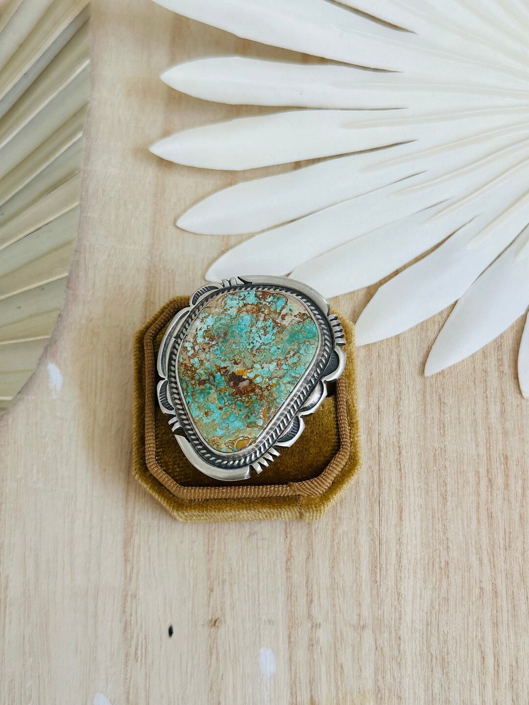 Jon Mccray Royston Turquoise & Sterling Silver Adjustable Ring - Etsy