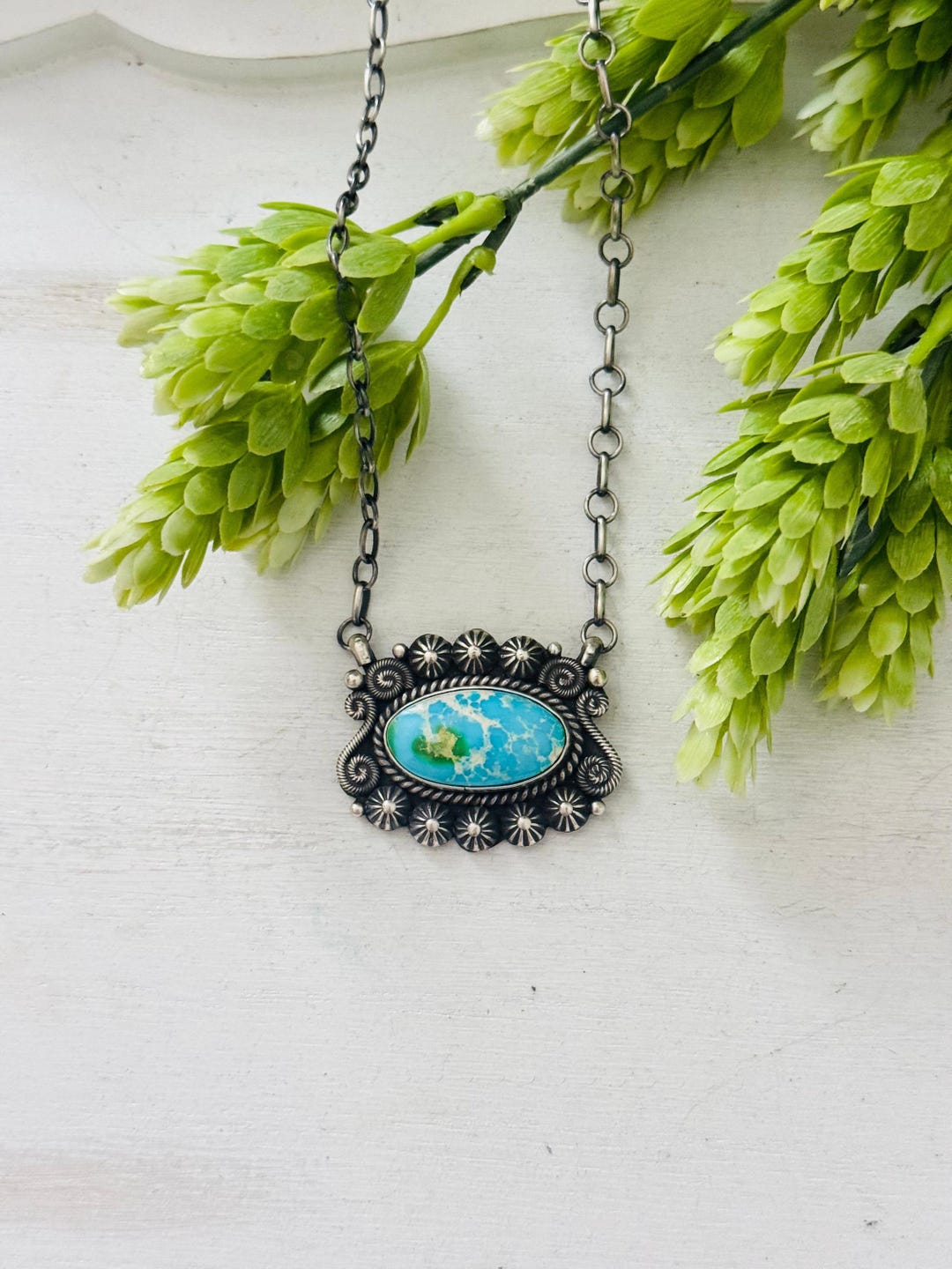 Ray Calladitto Sonoran Mountain Turquoise& Sterling Sliver Necklace - Etsy