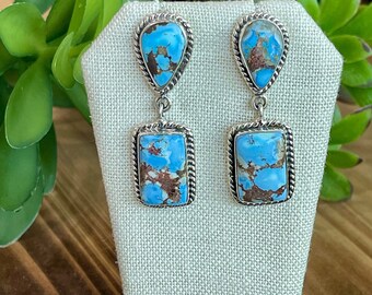 Golden Hills Lavender Turquoise Statement Sterling Silver Earrings - Etsy