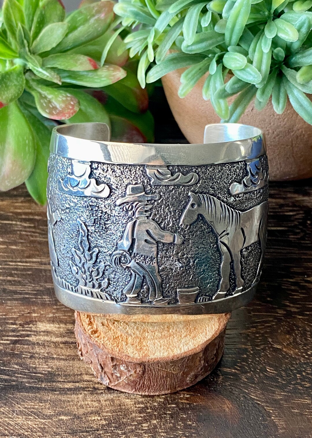 Elaine Becenti Sterling Silver Overlay Cuff Bracelet - Etsy