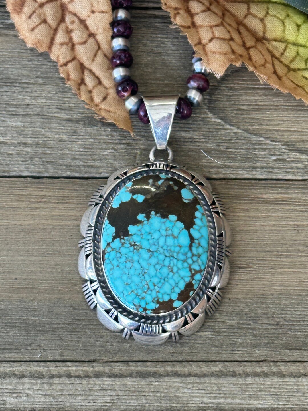 Larry Moses Yazzie 8 Turquoise & Sterling Silver Pendant - Etsy