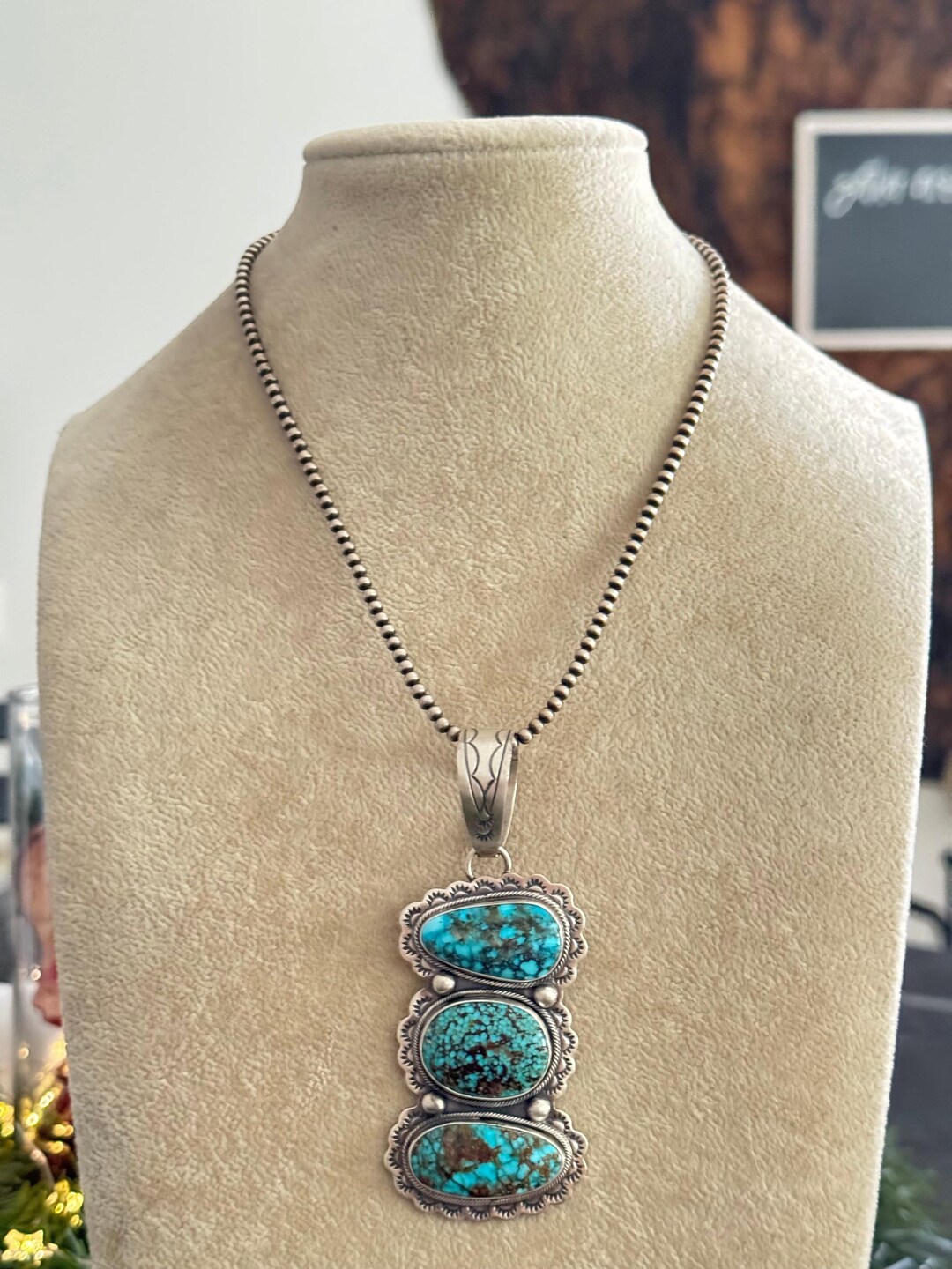 Danny Henio Kingman Turquoise & Sterling Silver Pendant - Etsy