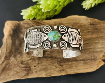 Alex Sanchez Kingman Spiderweb Turquoise & Sterling Silver Cuff ...