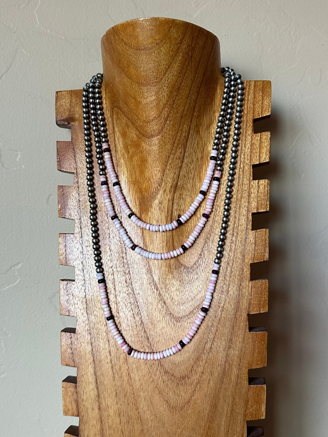 Navajo Strung Multi Stone & Sterling Silver Pearls Beaded Necklace - Etsy
