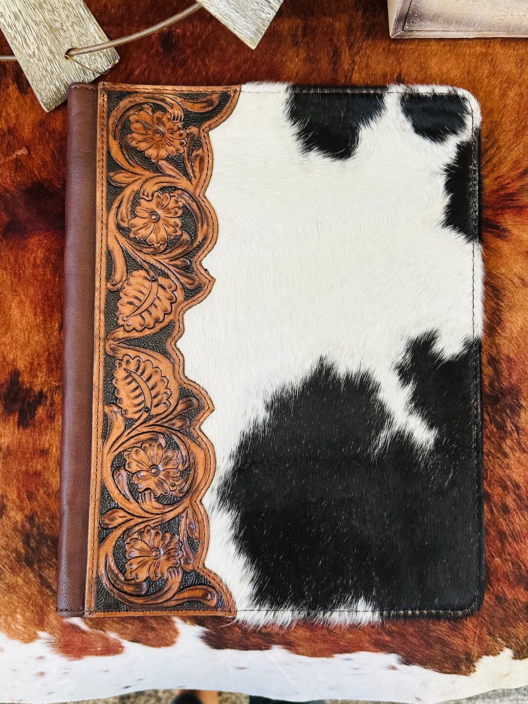 Genuine Tooled Leather & Cowhide Planner - Etsy