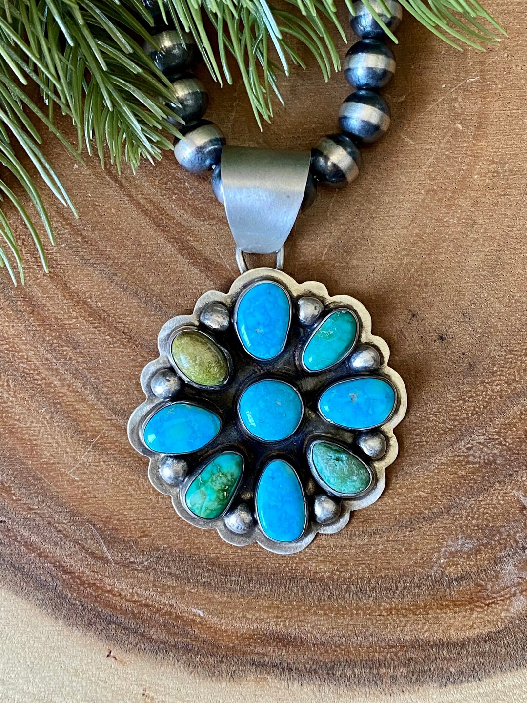 Benjamin Becenti Golden Hill’s & Sonoran Gold Turquoise Sterling Silver ...