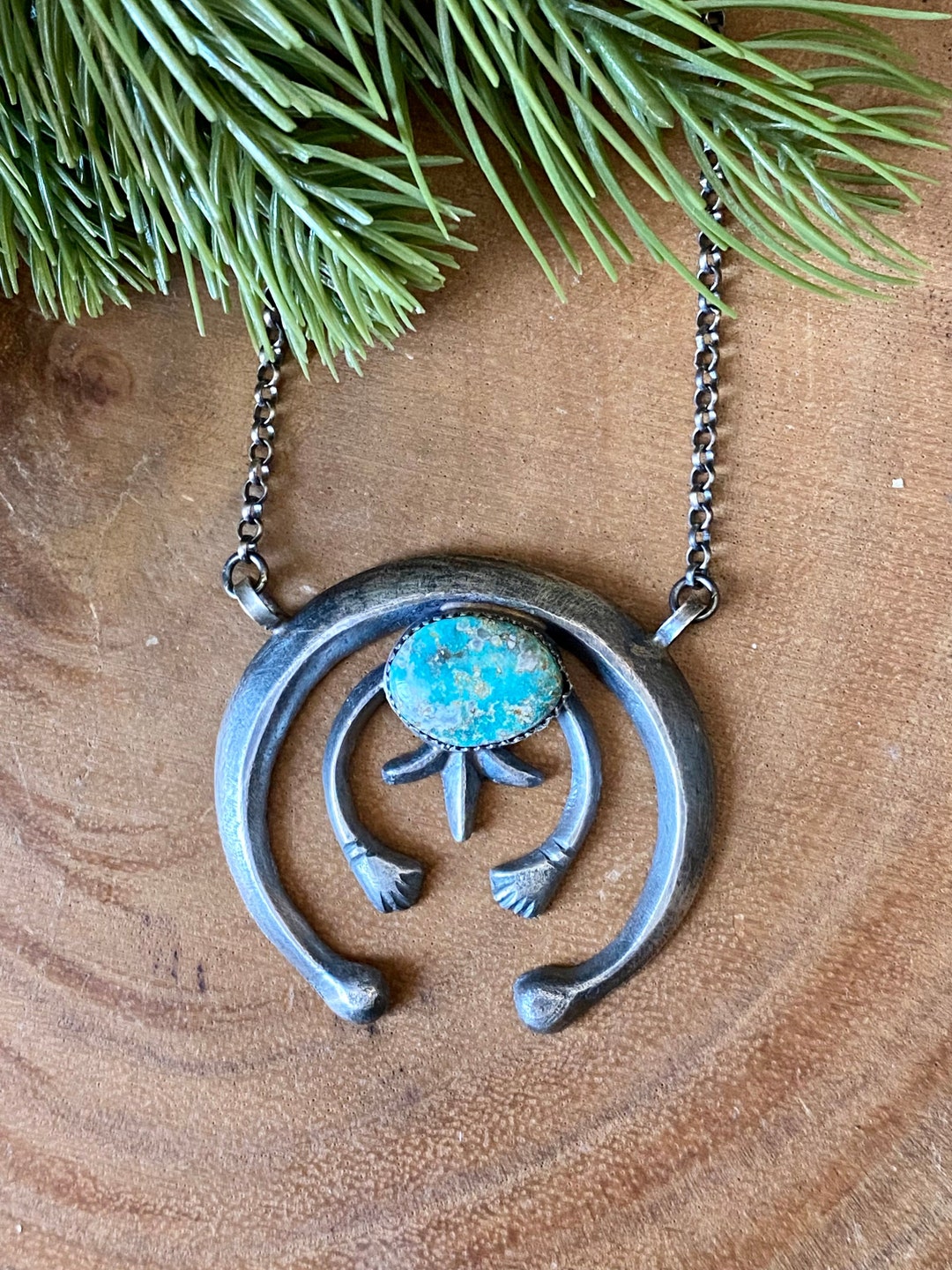 Greg James Kingman Turquoise & Sterling Silver Naja Necklace - Etsy