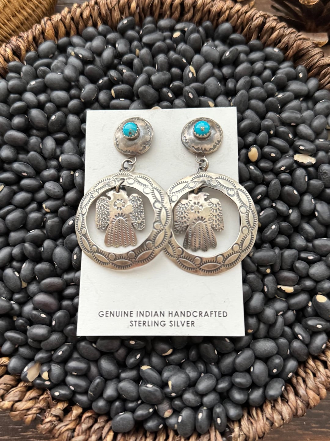 Tim Yazzie Kingman Turquoise & Sterling Silver Post Dangle Concho ...