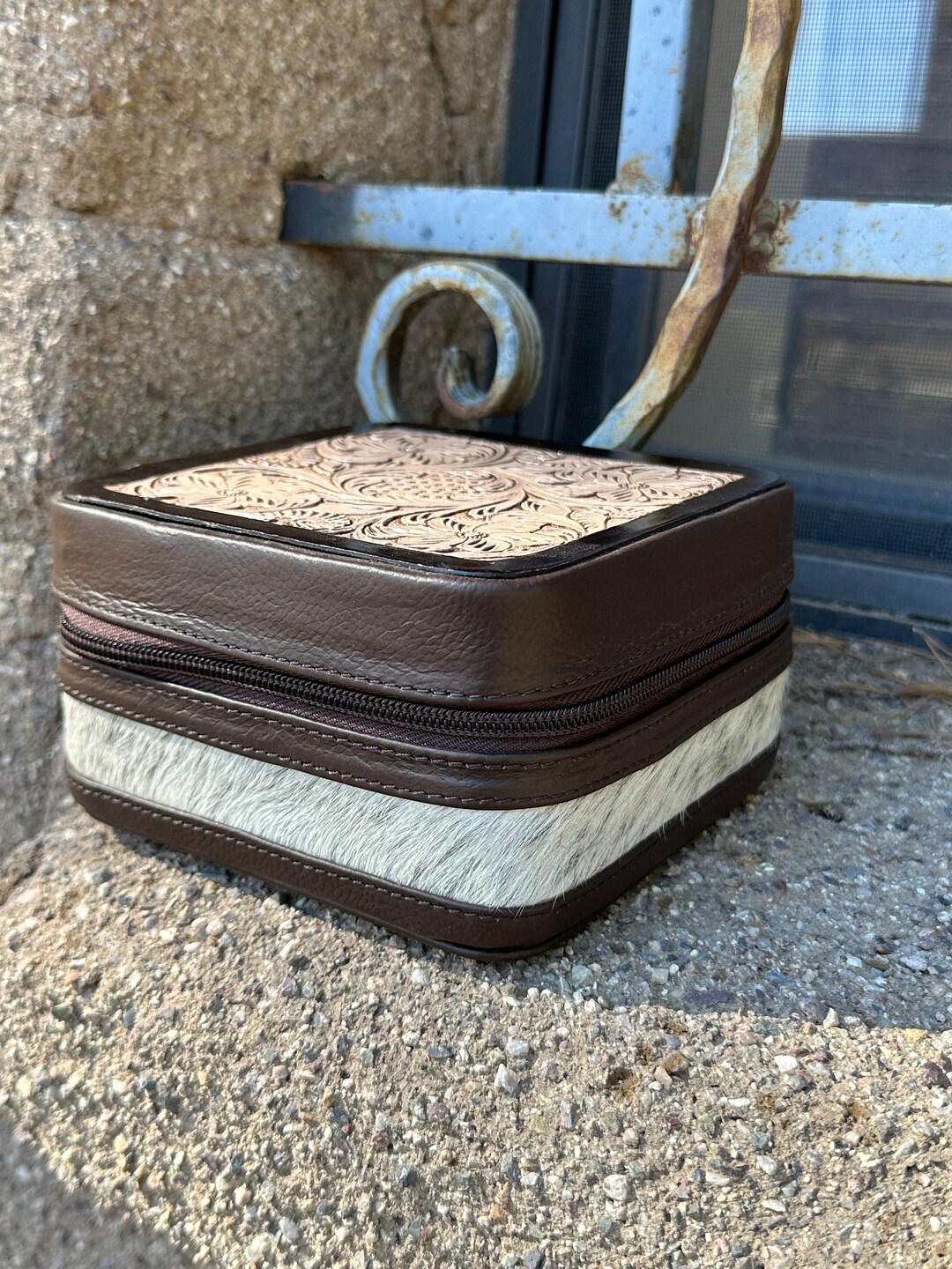 Genuine Tooled Leather Cowhide Jewelry Box - Etsy