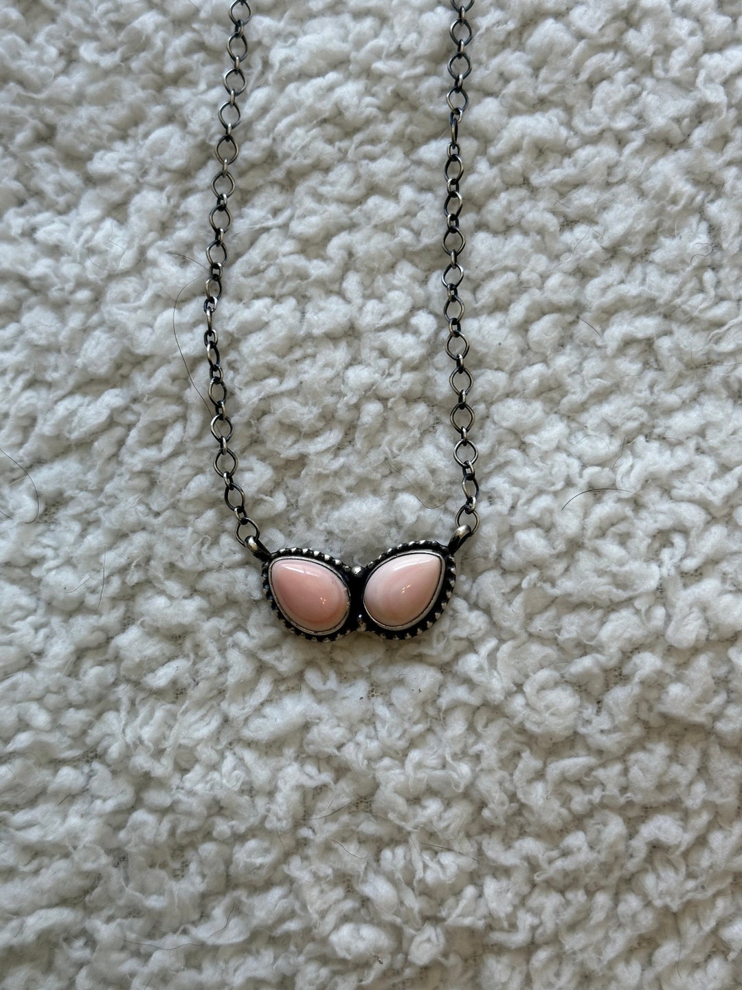 Navajo Made Pink Conch & Sterling Silver Necklace - Etsy