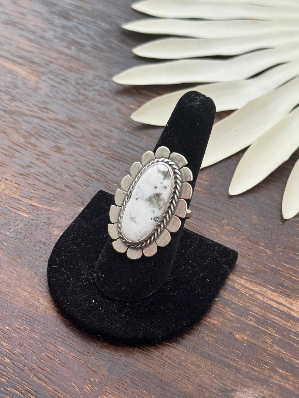 Larry Kaye White Buffalo & Sterling Silver Adjustable Ring - Etsy